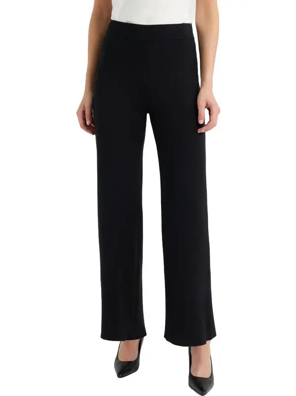 Anne Klein Wide Leg Sweater Pants - Anne Black