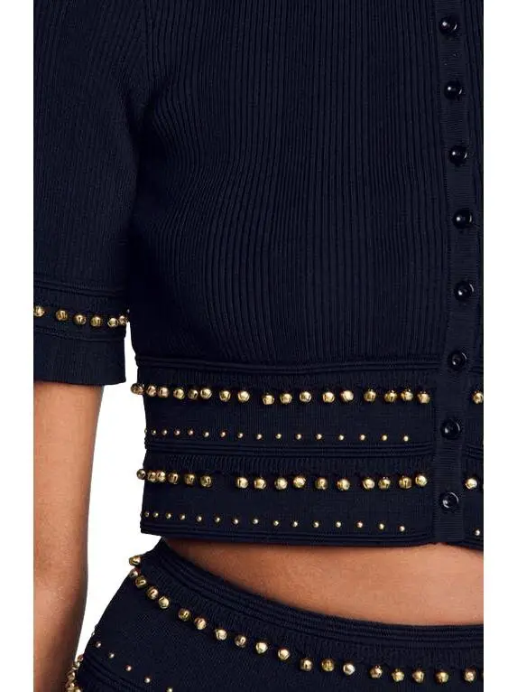 Sandro Cropped Cardigan With Tassels And Embellishments - Black