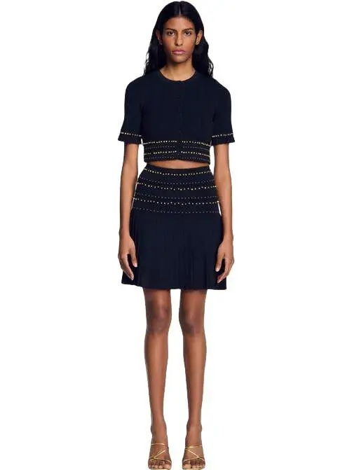 Sandro Cropped Cardigan - Black