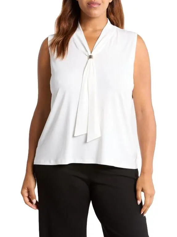 KASPER Jersey Necktie Tank With Polished Hardware - Vanilla Ice