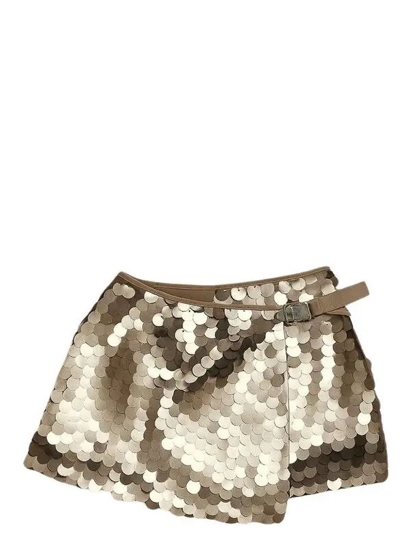 YORSTRULY Mirror Sequin Wrap Skirt - Silver