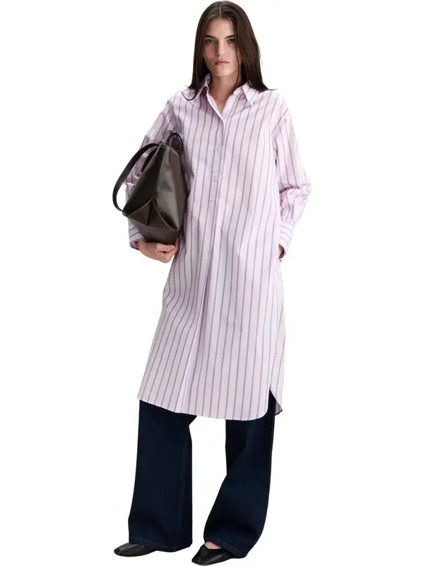 A.p.c. Striped Cotton Shirt Dress - Pink