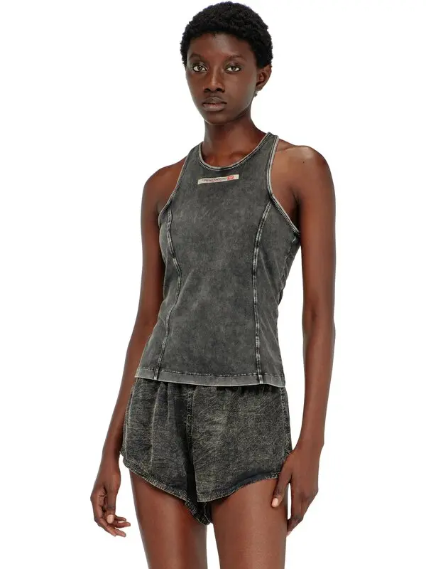 DIESEL® Cotton Treated Effect Racerback Tank Top - Grey