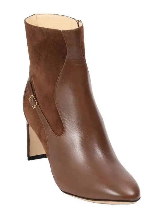 ELIZEE Cora Leather Ankle Boots With Sculpted Heel - Brown