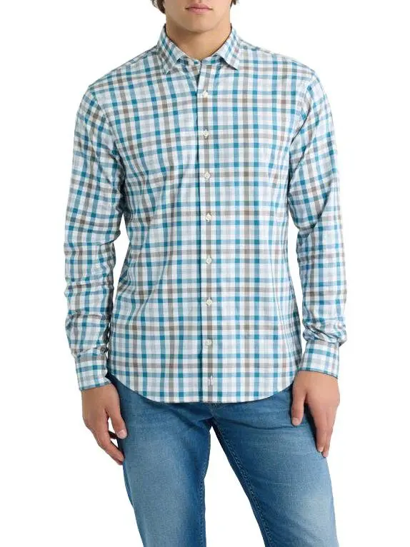 Johnnie-o Cay Everyday Performance Exploded Gingham Button-up Shirt - White