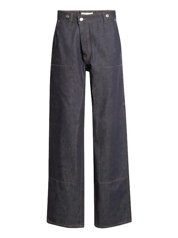 Victoria Beckham Asymmetric Panelled Wide Leg Jeans - Indigo