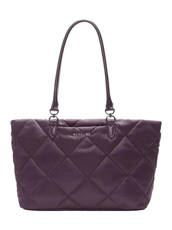 Mz Wallace Medium Madison East/west Quilted Nylon Tote - Raisin