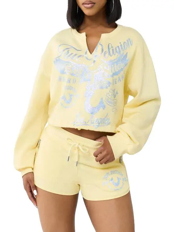 True Religion V-notch Graphic Sweatshirt - Double Cream
