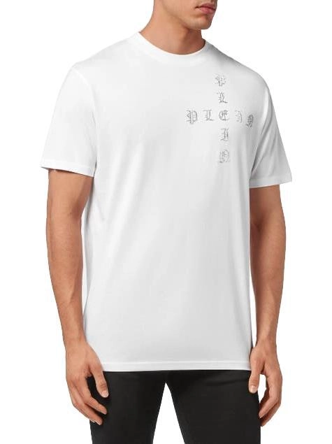 Philipp Plein T-shirt Round Neck Ss Gothic Plein With Crystals - White/crystal