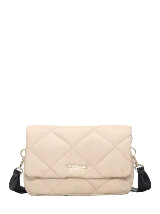 Mz Wallace Quilted Nylon Flap Crossbody Bag - Buff/black