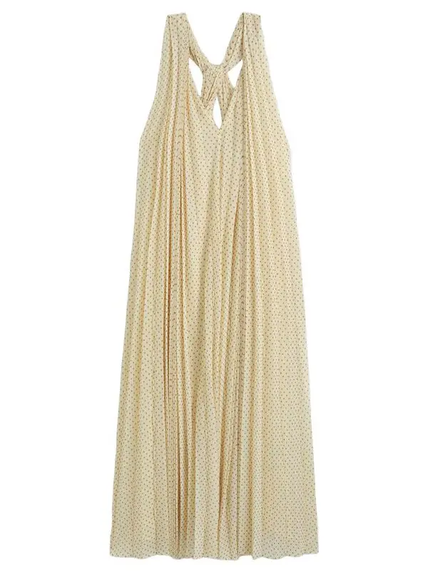 Cos Tie-detail Pleated Georgette Maxi Dress - Yellow