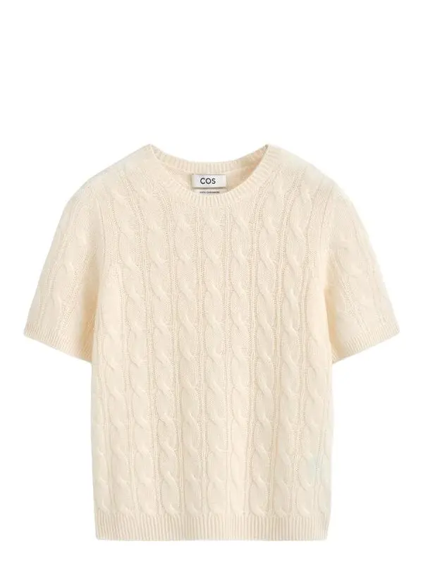 Cos Cable-knit Cashmere T-shirt - White