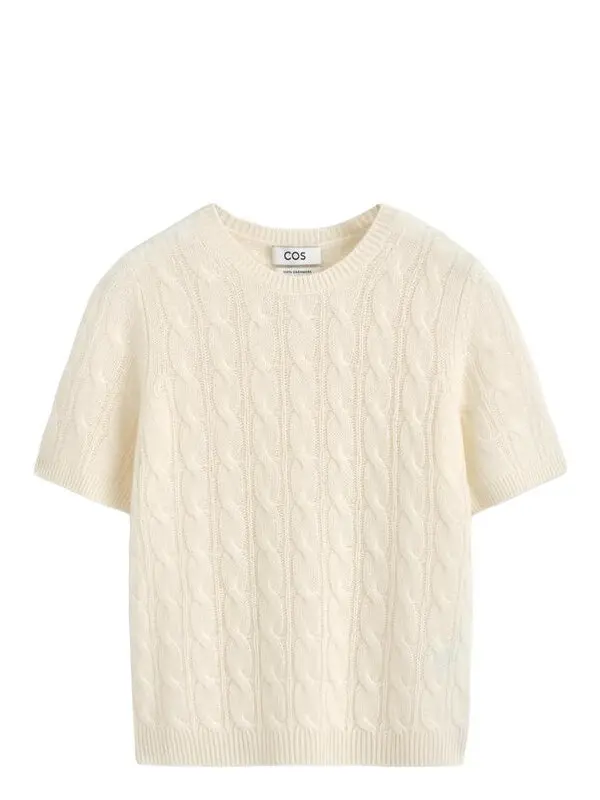 Cos Cable-knit Cashmere T-shirt - White