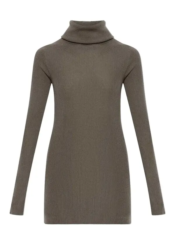 Rick Owens Ribbed Wool Turtleneck Sweater - Gray