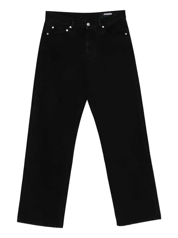 Jacquemus Straight-leg Jeans With Embroidered Logo - Black