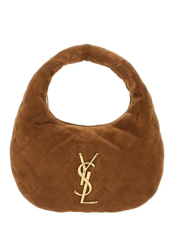 Saint Laurent Quilted Suede Handbag With Monogram Detail - Multicolor