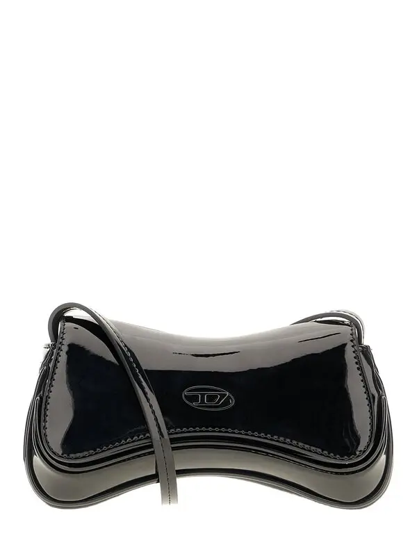 DIESEL® Black Glossy Crossbody Bag With Logo Detail - Multicolor