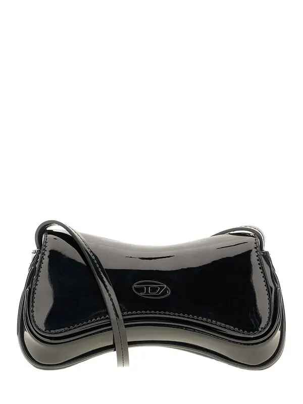 DIESEL® Black Glossy Crossbody Bag With Logo Detail - Multicolor