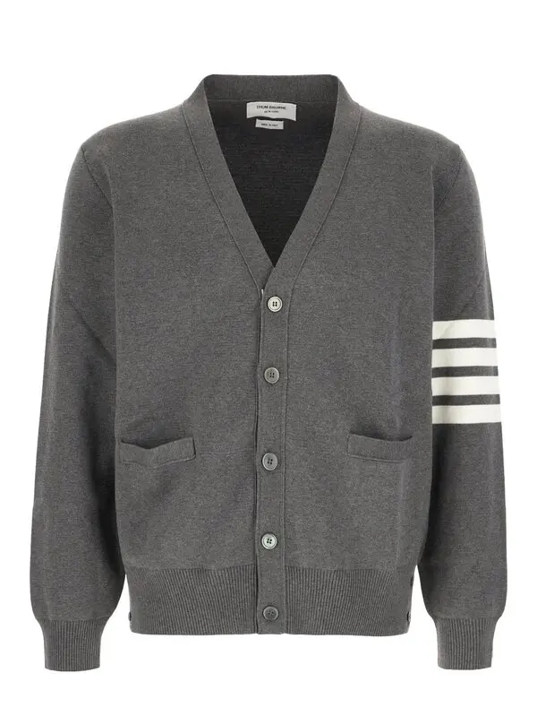 Thom Browne V-neck Cardigan With Four-bar Detail - Multicolor