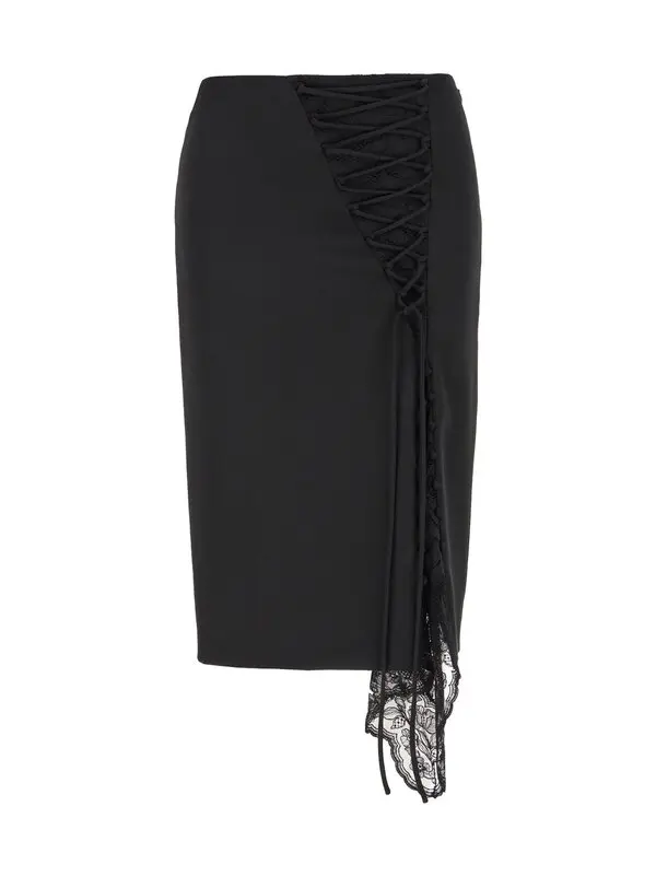 Alexander McQueen Asymmetrical Lace Trimmed Skirt - Multicolor