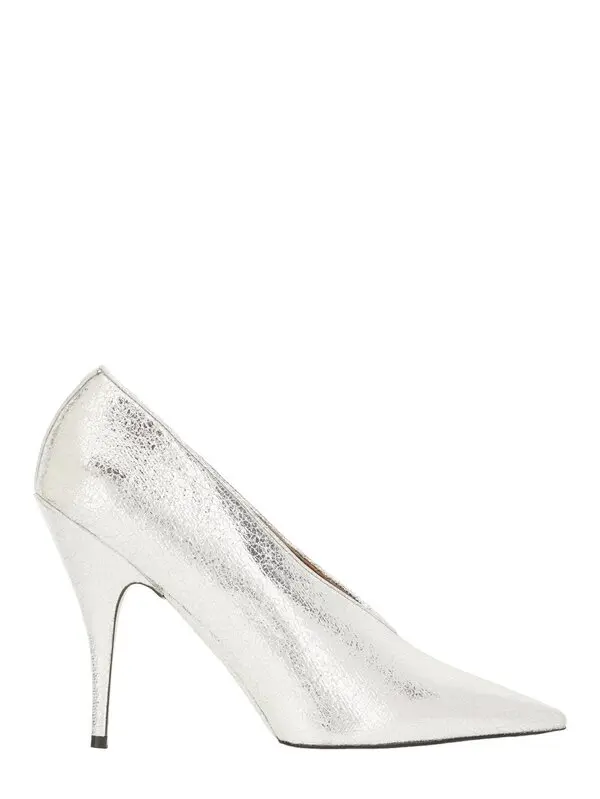 Stella McCartney Silver Metallic Stiletto Pointed Toe Pumps - Multicolor