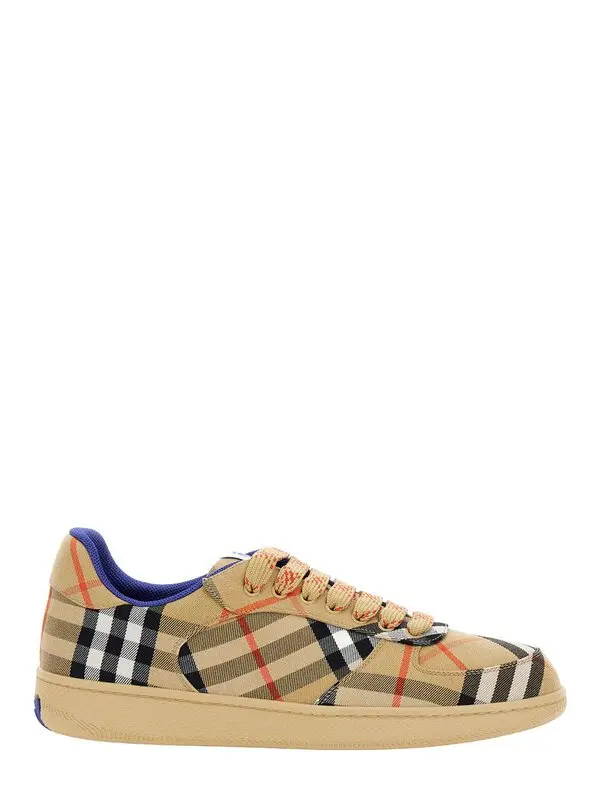 Burberry Low Top Sneakers With Check Motif - Multicolor