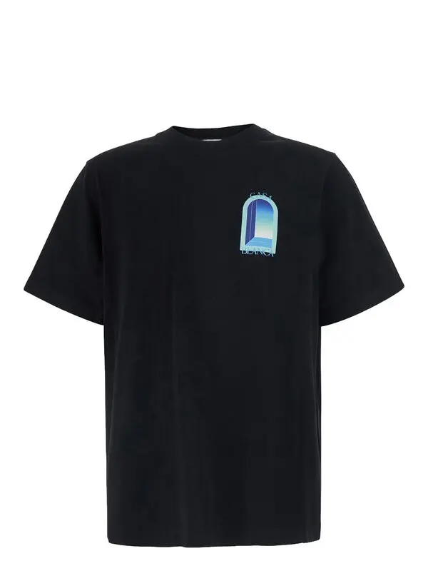 Casablanca Black T-shirt With Logo Print On The Front And Back In Cotton For - Multicolor
