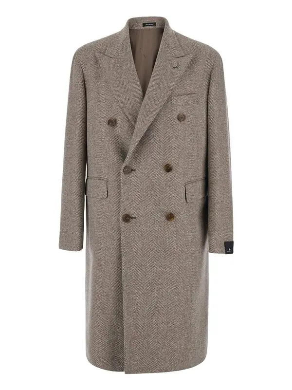 Tagliatore Beige Double-breasted Wool And Cashmere Coat - Cream