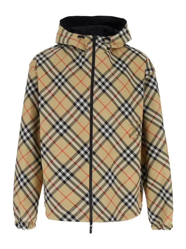 Burberry Checked Hooded Jacket - Multicolor