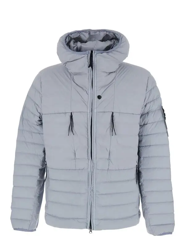 Stone Island Down Jacket With High Collar And Long Sleeves In Tech Fabric - Gray