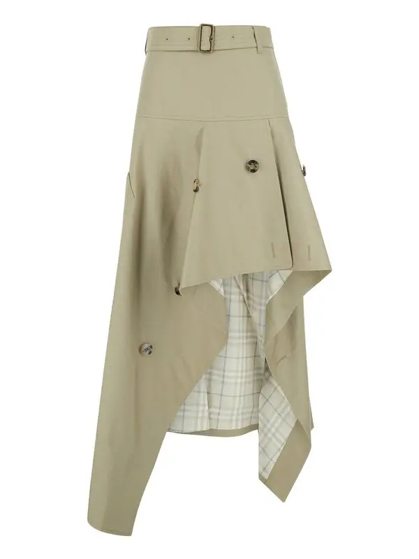 Burberry Cotton Skirt With Asymmetrical Design - Multicolor