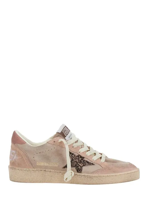 GOLDEN GOOSE Ballstar Shoes With Suede Upper And Glitter Star Detail - Pink