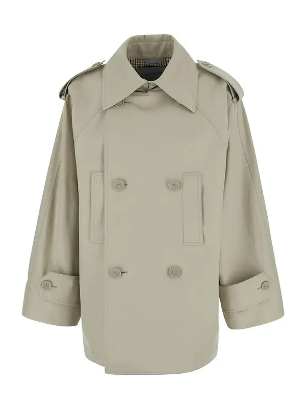 Balenciaga Cotton Twill Double Breasted Trench Coat - Multicolor