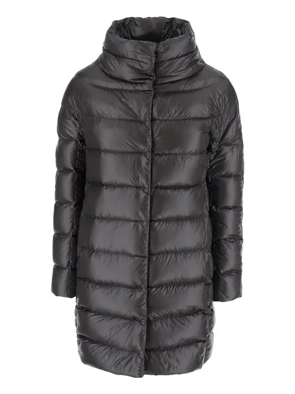 Herno Down Jacket With High Collar And Long Sleeves In Tech Fabric - Gray