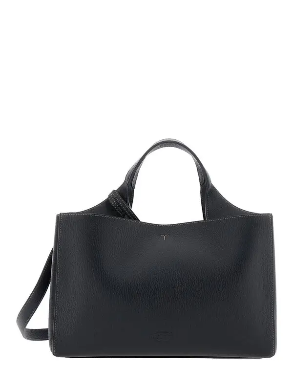 TOD'S Leather Handbag With T Plate Detail - Multicolor