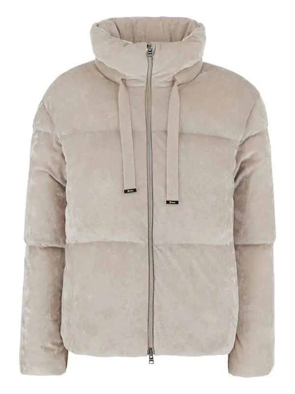 Herno Velvet Effect Down Jacket With High Collar - Multicolor
