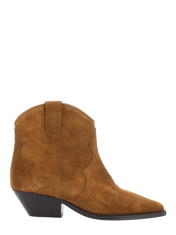 Isabel Marant Étoile Suede Ankle Boots With Mid Heel - Brown