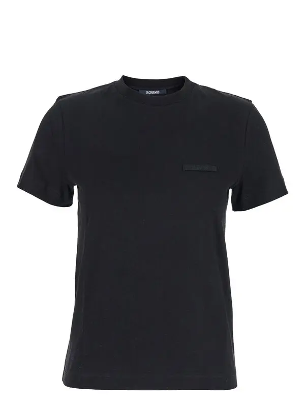 Jacquemus Le T-shirt Gros Grain Mc Cotton T-shirt - Black