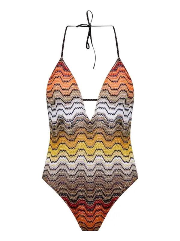 Missoni Halter Neck Zigzag Pattern Swimsuit - Multicolor