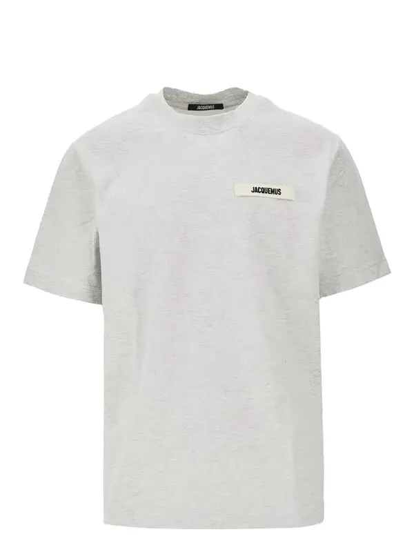 Jacquemus T-shirt With Grosgrain Logo Appliqu - Gray