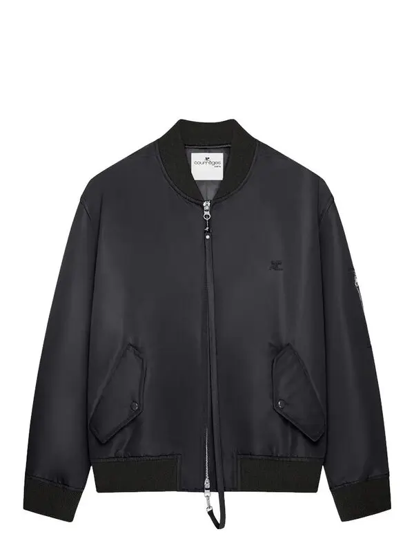 COURREGES Nylon Bomber Jacket With Zip Detail - Black