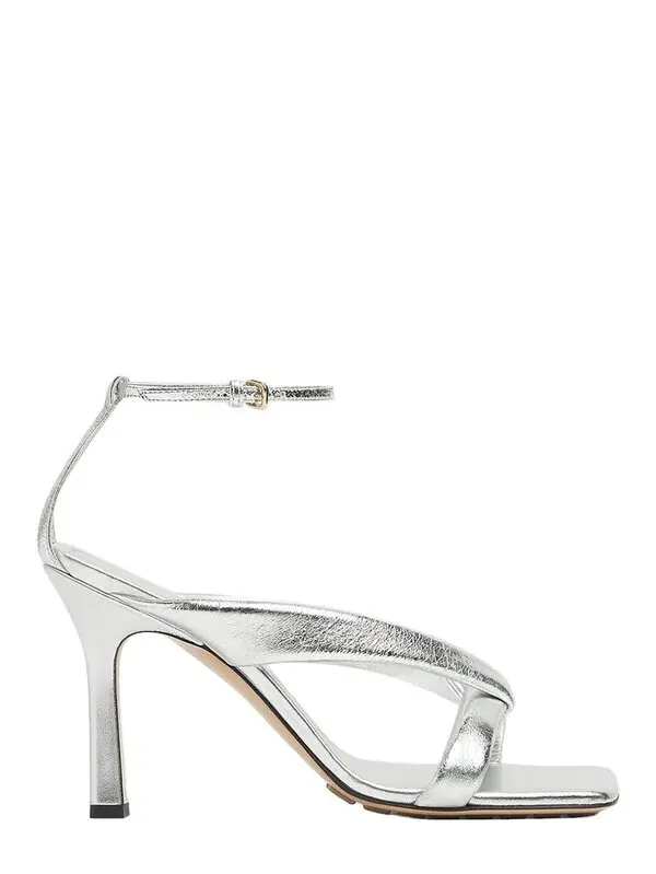 Bottega Veneta Riva Ankle Strap Sandal - Silver