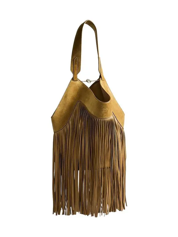 Khaite Small Lotus Fringe Tote Mud Suede - Beige