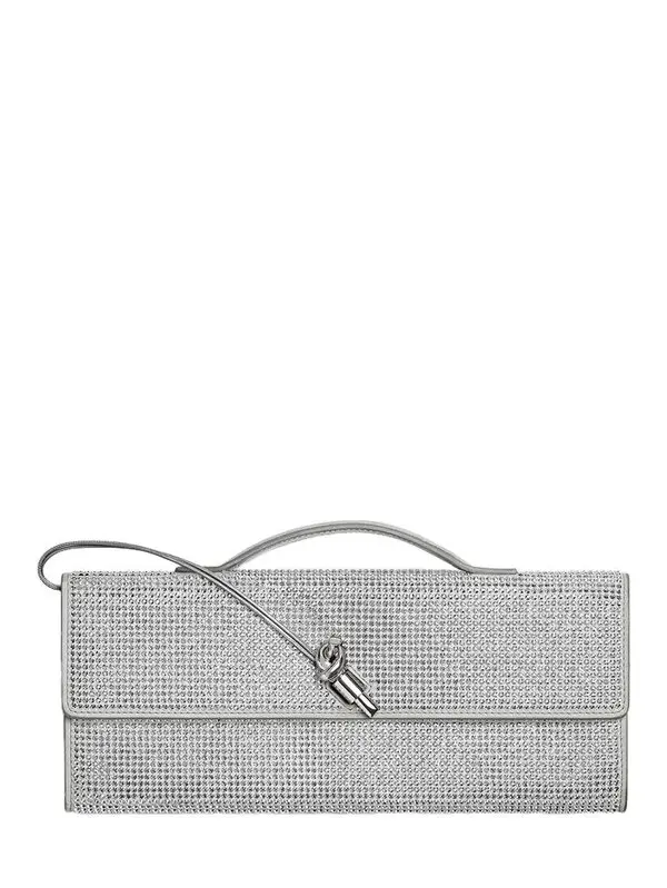 Bottega Veneta Andiamo Crystal Clutch Bag - White