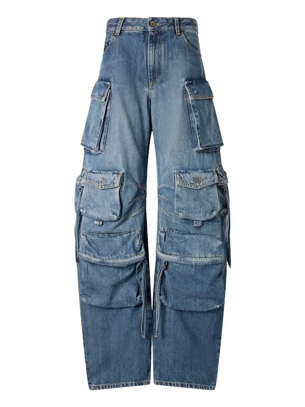 Attico Cargo Jeans Washed - Blue