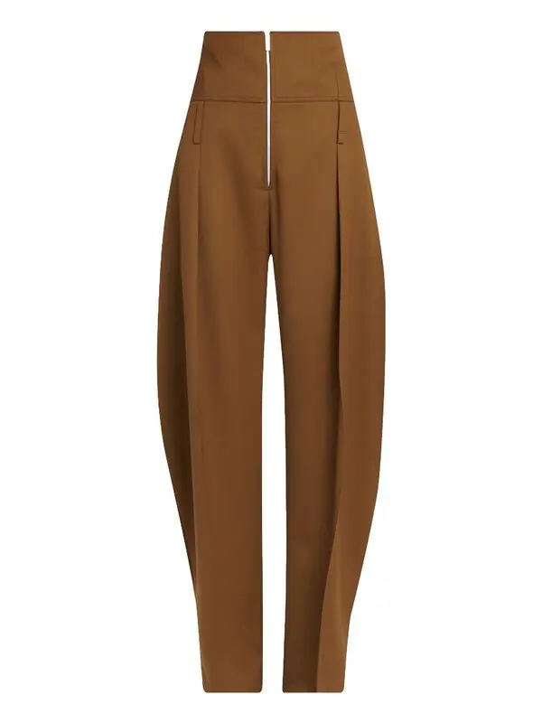 FERRAGAMO Pleated Barrel-leg Trousers - Brown