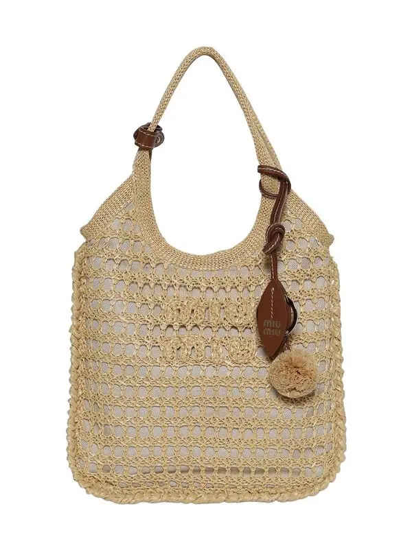 Miu Miu Ivy Raffia Crochet Mini Bag - Natural