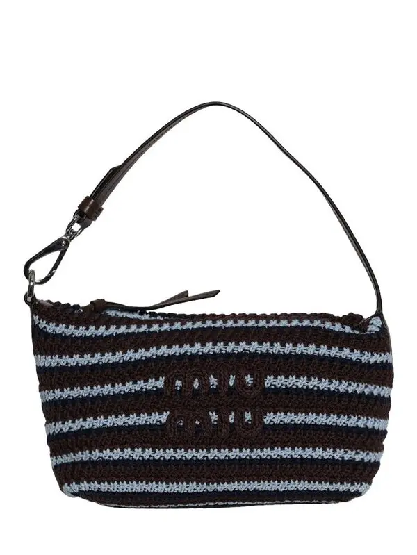 Miu Miu Striped Crochet Pouch Bag - Brown