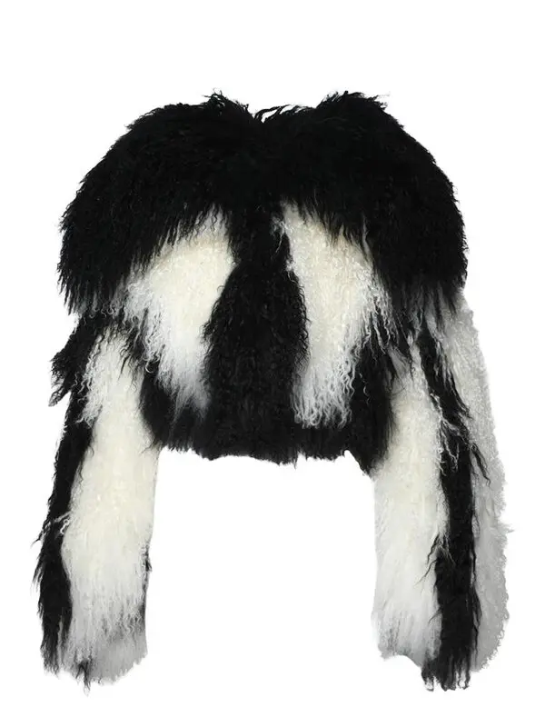 Attico Fur Bomber Jacket - Black