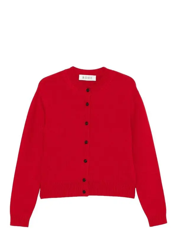 RÓHE Classic Wool Blend Cardigan - Red